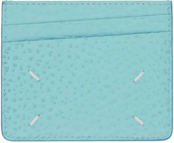 【Maison Margiela】4 STITCH CARD HOLDER-Aqua Maison Margiela Blue Four Stitches Card Holder In T6197 Aqua